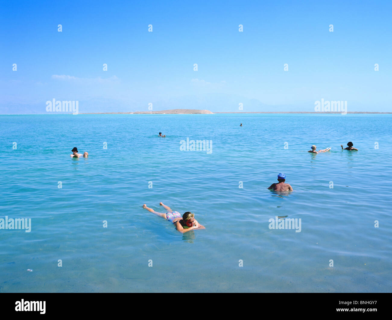 Israel Negev tourists floating Dead Sea Neve Zohar tourism swimming ...
