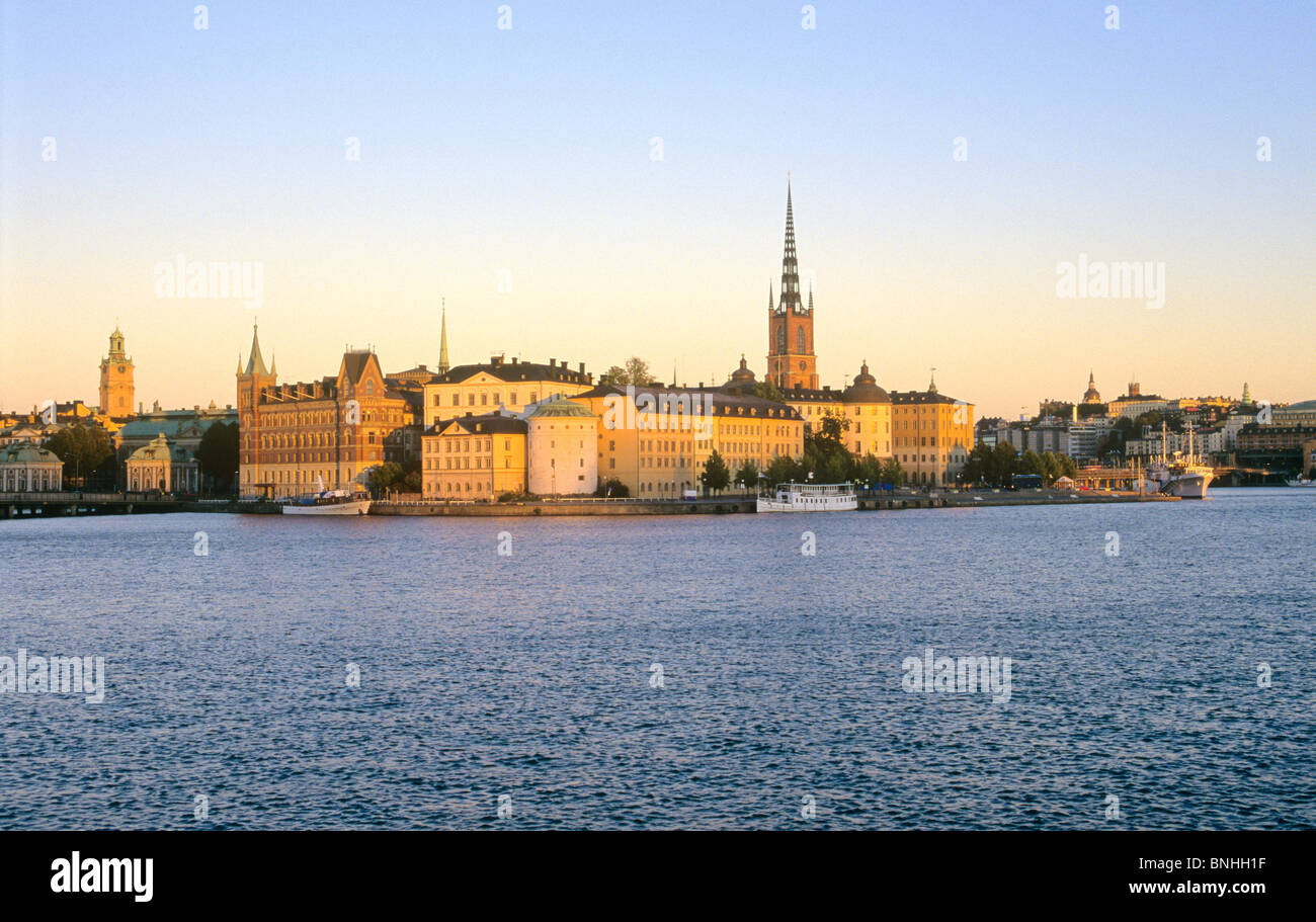 Sweden Stockholm view old town Riddarholmen island cityscape Gamla Stan ...