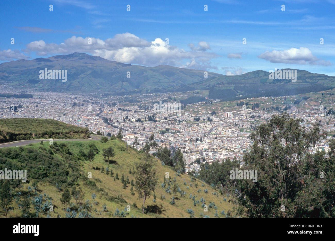 Ecuador Quito view town South America cityscape city overlook roofs ...