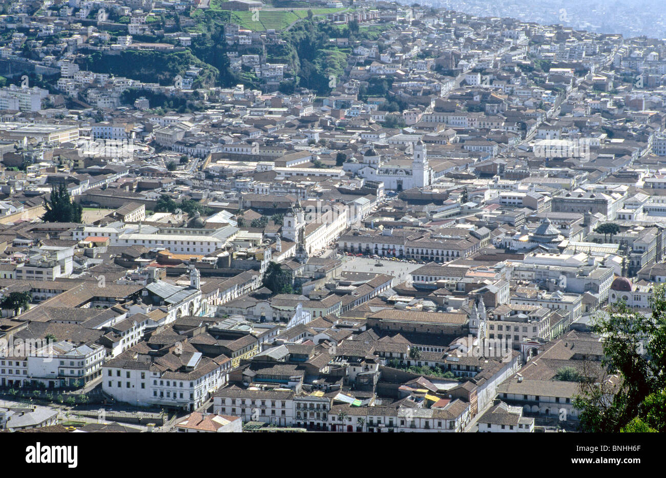 Ecuador Quito view town South America cityscape city overlook roofs ...