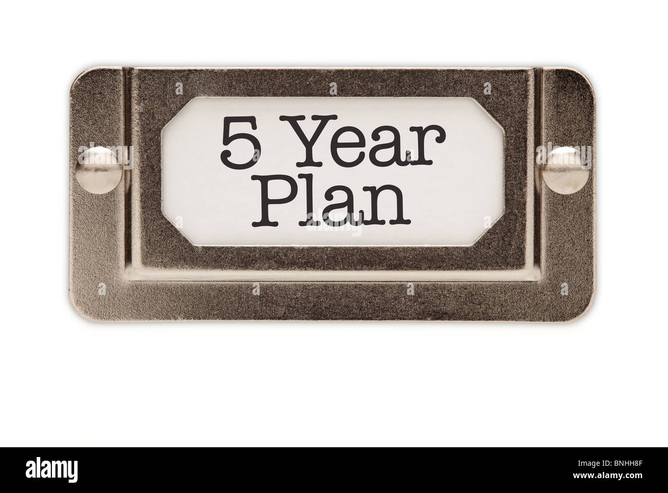 5 Year Plan File Drawer Label Isolated on a White Background Stock ...
