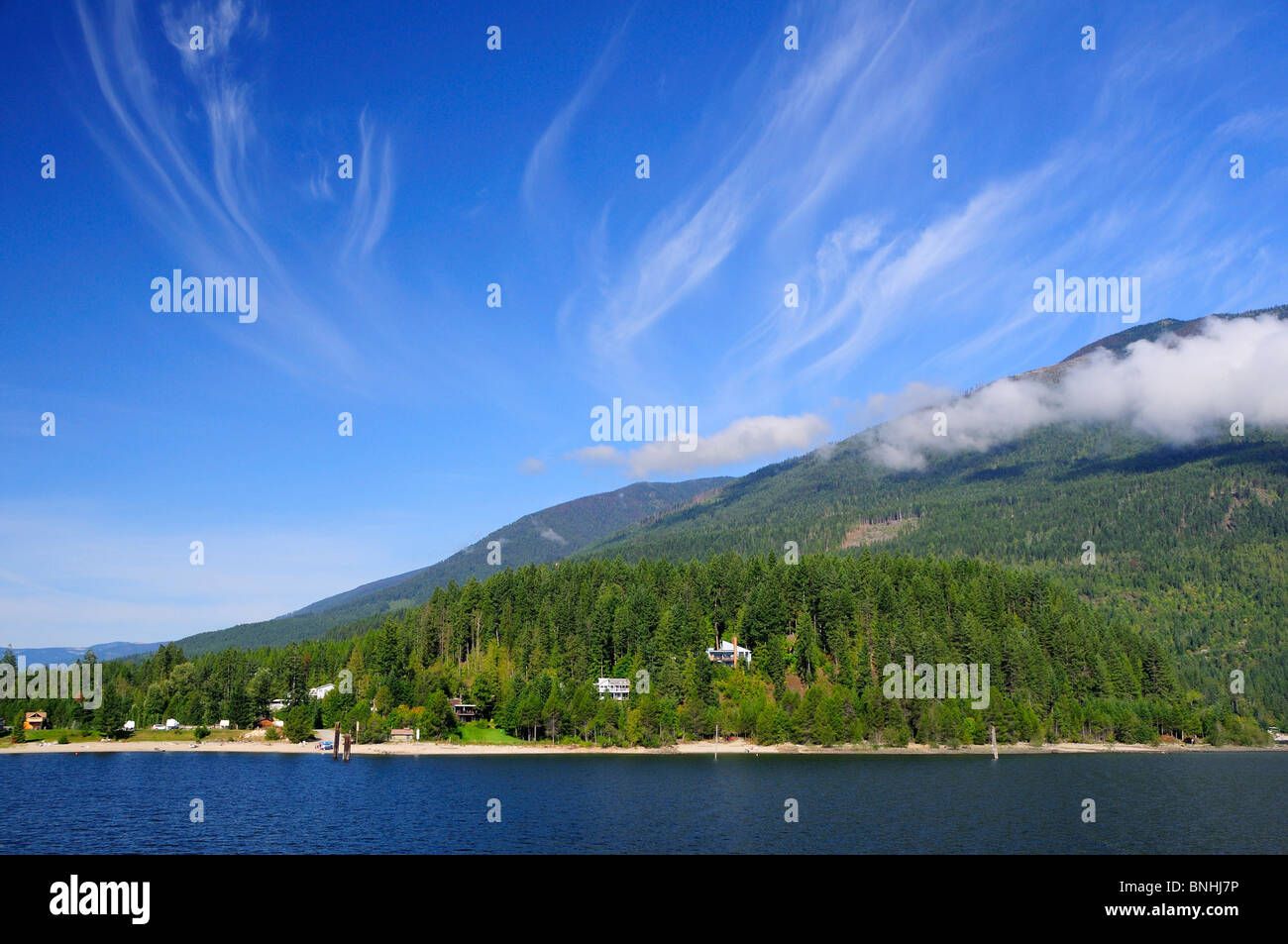 Canada Houses at Kootenay Lake Balfour British Columbia Rocky mountains ...