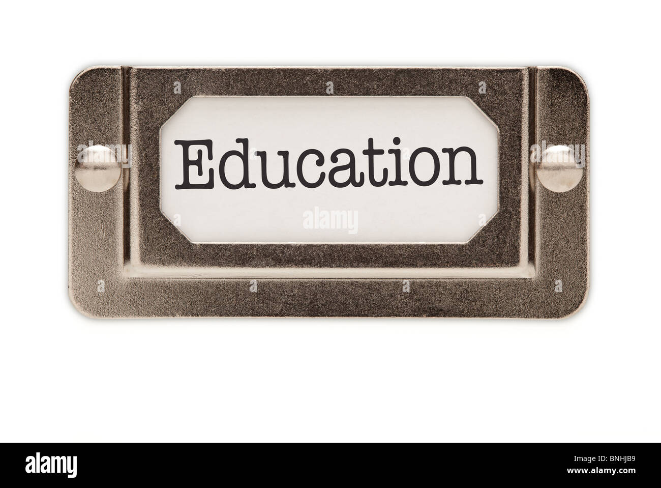 Education File Drawer Label Isolated on a White Background Stock Photo ...