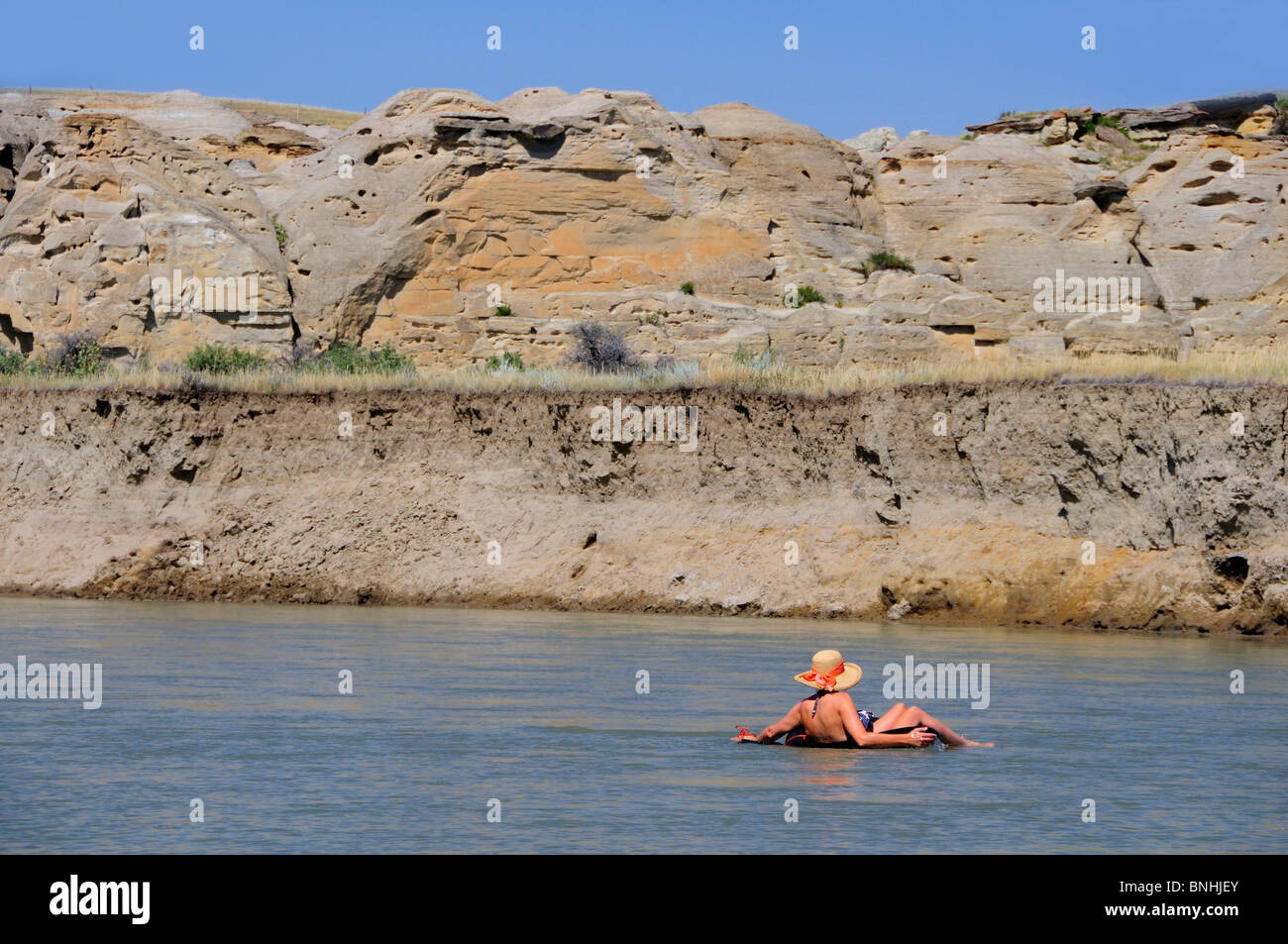 Canada Swimming Milk River Writing on Stone Provincial Park Alberta ...