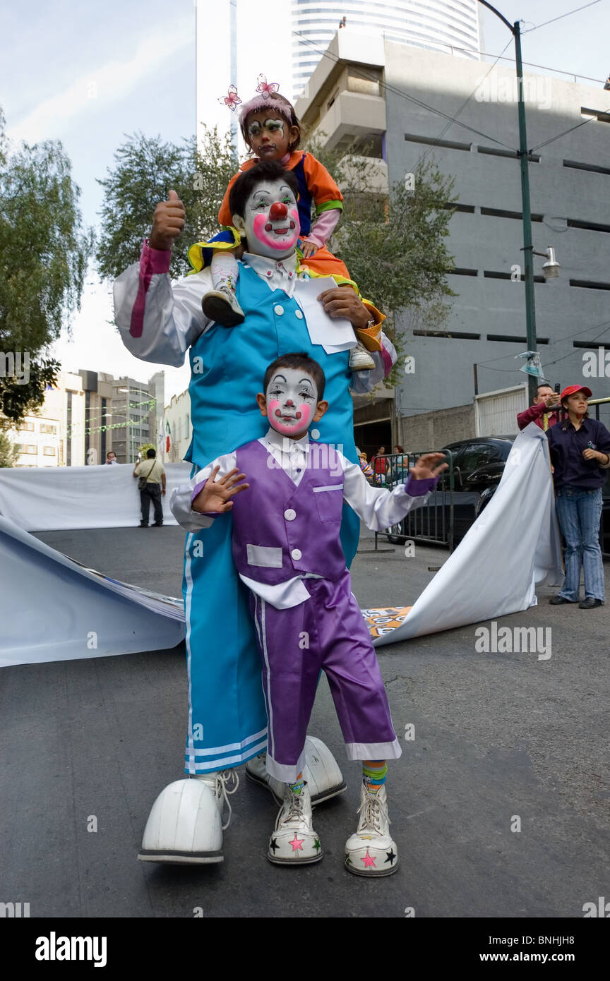 Clown family during a clown parade in Mexico city with clowns from ...