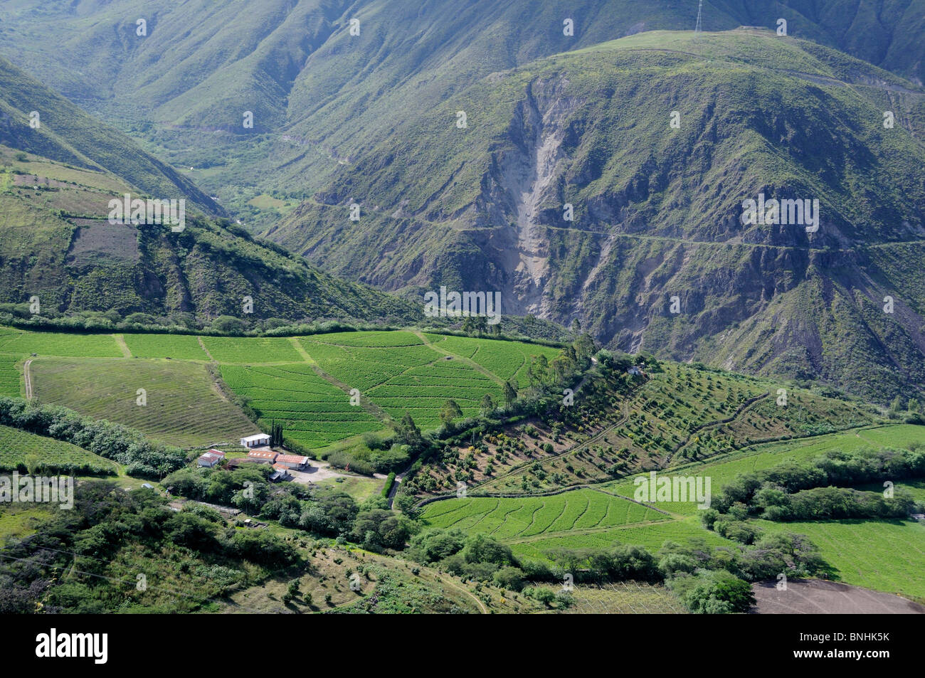 Ecuador Valley near Mascarilla Town Andes Mountains overlook green ...