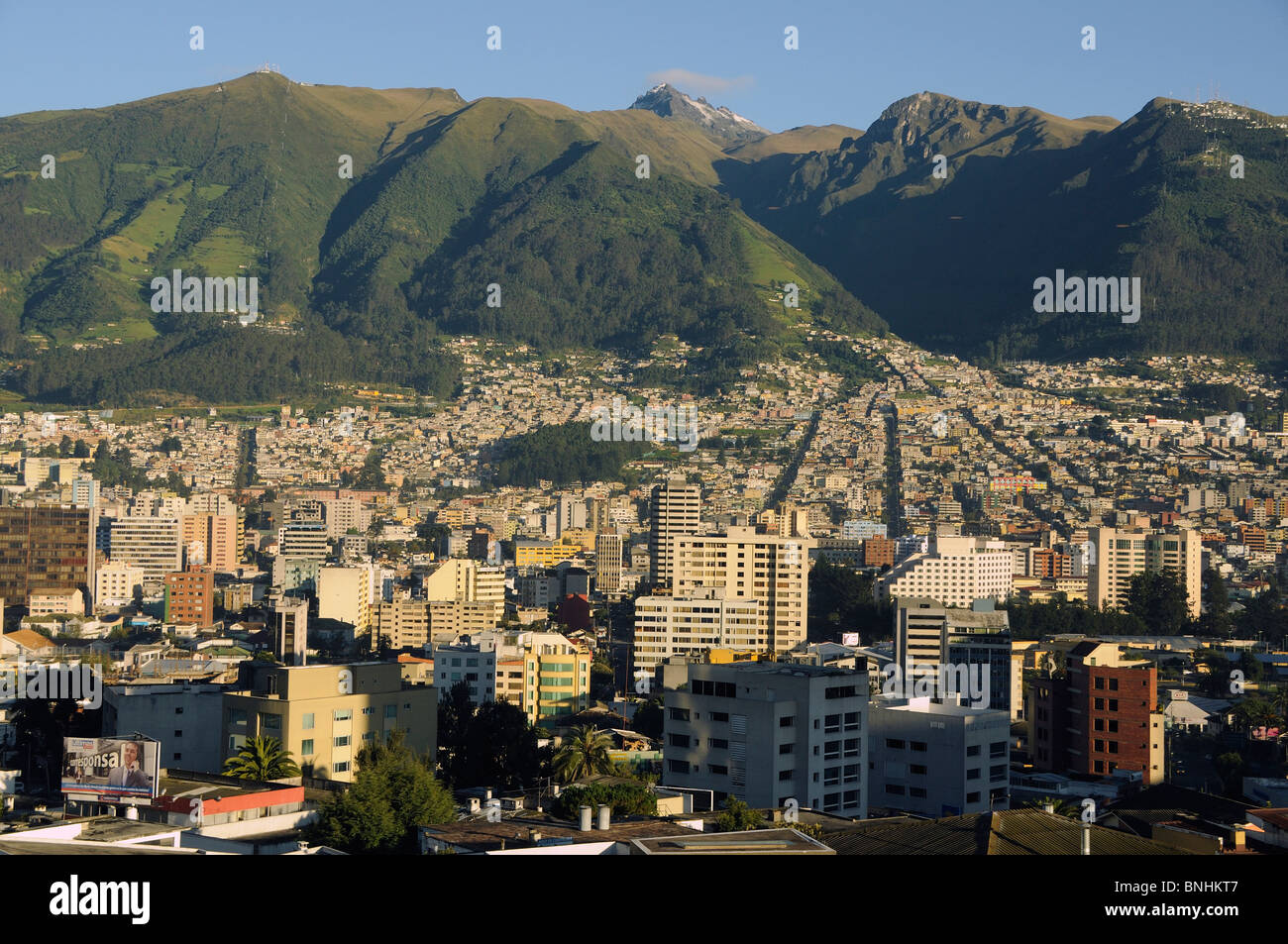 Ecuador Quito city Andes Mountains overlook houses landscape Stock ...