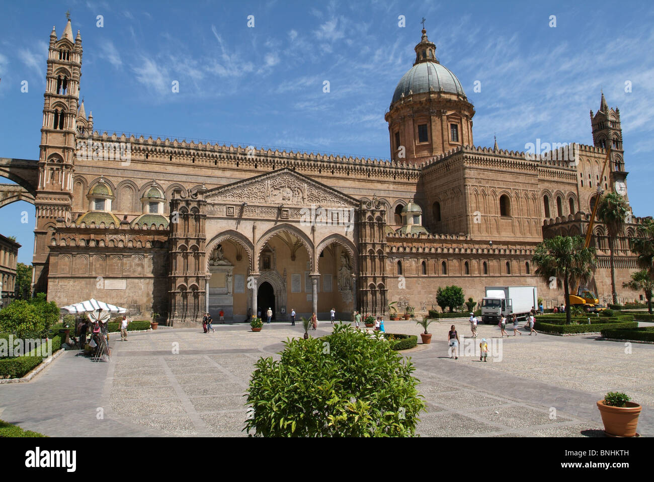Italy Sicily Palermo city old town historic cathedral church ...