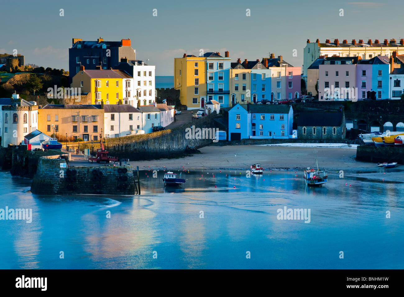 Winter sunshine Tenby Harbour Tenby Pembrokeshire Wales Stock Photo - Alamy
