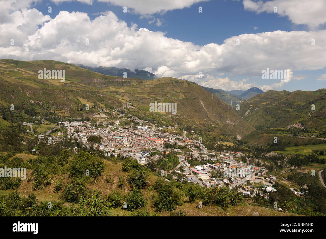 Ecuador Andes Mountains near Alousi village houses green landscape ...