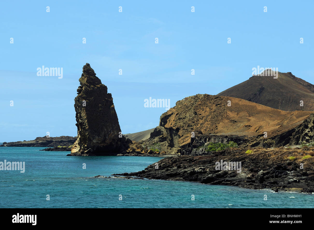 Ecuador Tuff Cone Pinnacle Rock Bartolome Island Galapagos Islands dark ...