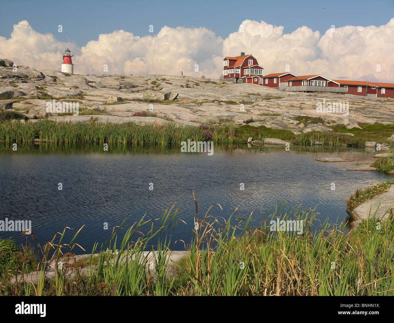 Sweden Hallö Bohuslän province lighthouse rock archipelago coast sea ...