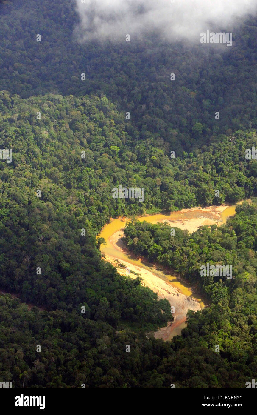Panama Aerial view River rainforest forest wood nature tropic tropical ...
