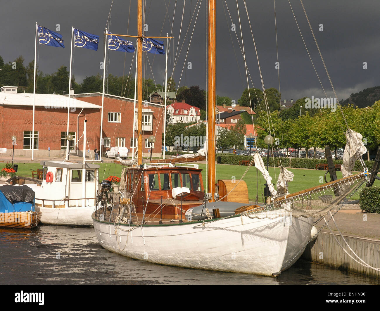 Sweden Uddevalla city Bohuslän province harbor harbour boat boats ship ...