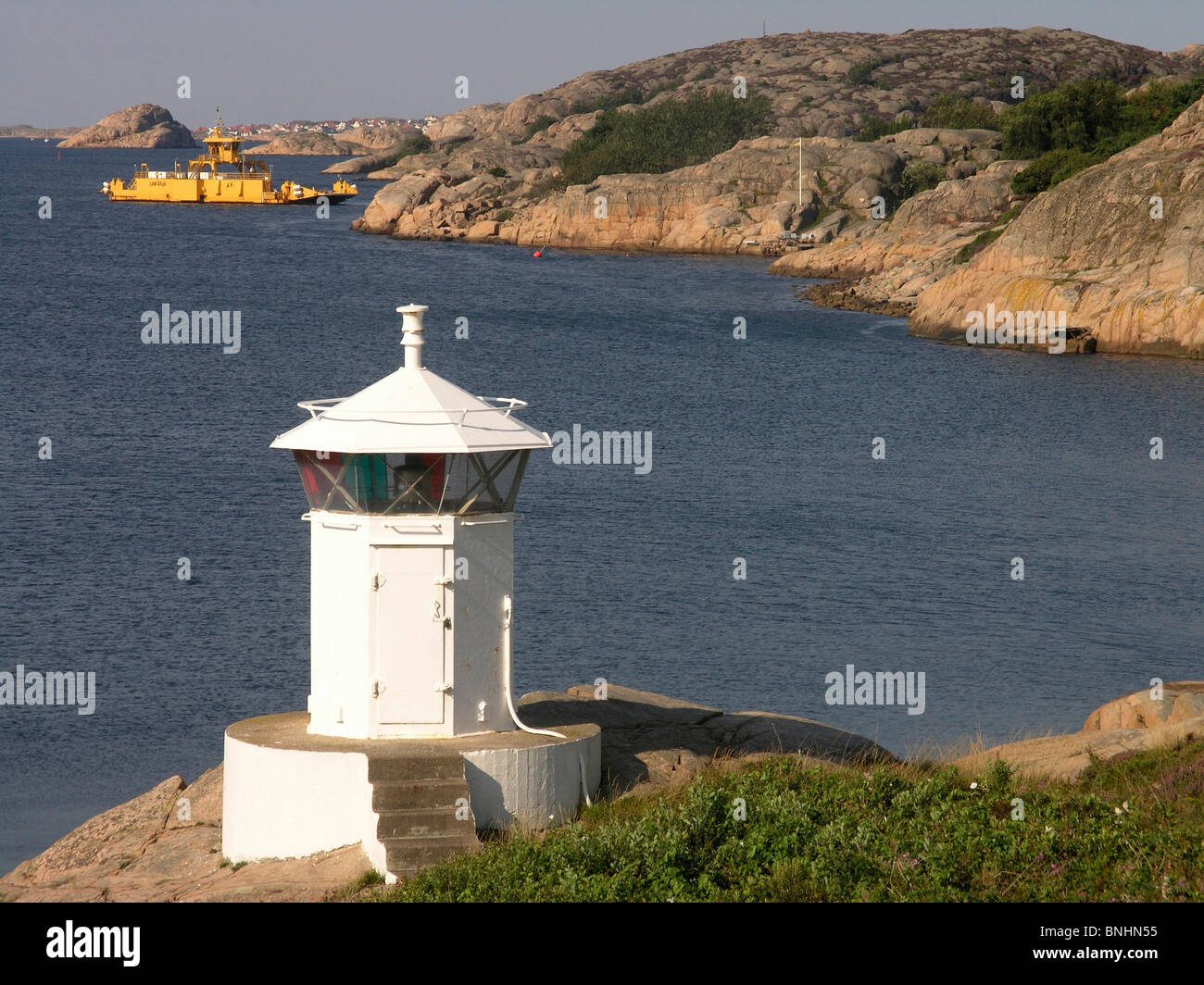 Sweden Bohuslän province lighthouse tower ship coastal coast shore sea ...