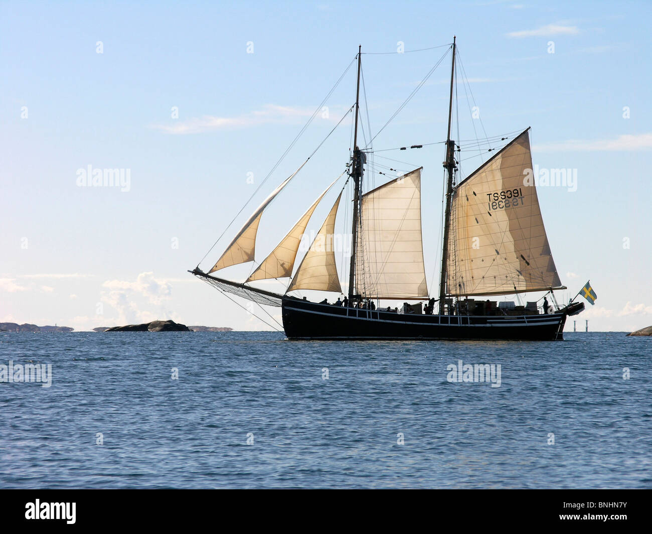 Sweden water coast sea ocean Bohuslän province archipelago sailship ...