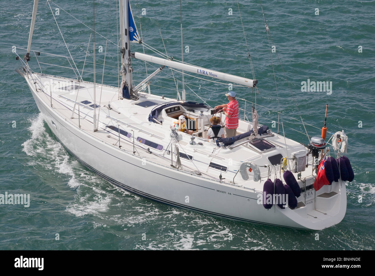 Moody 44 Yacht motoring in the Solent Stock Photo - Alamy