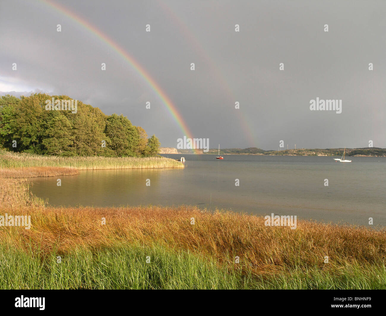 Sweden scenery landscape water coast sea fjord Bohuslän province nature ...
