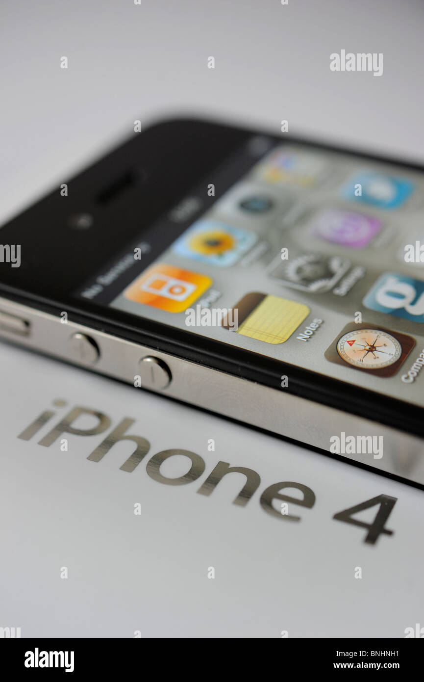 The new Apple iPhone 4 mobile telephone handset Stock Photo - Alamy