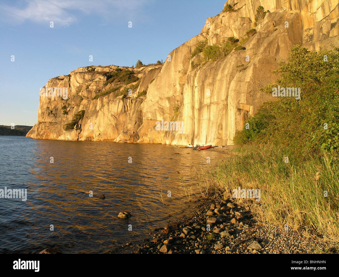 Sweden Abyfjorden Bohuslän province landscape nature cliff cliffs rock ...
