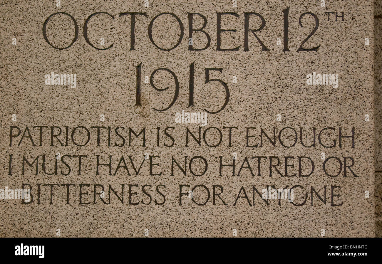 writing on the plinth nurse edith cavell monument Stock Photo - Alamy