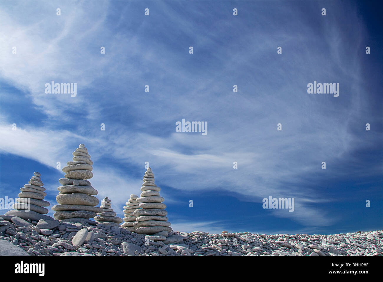 Beach Blue sky Cloud Rocks Stone White stone Stones Stack Stacked Cones ...