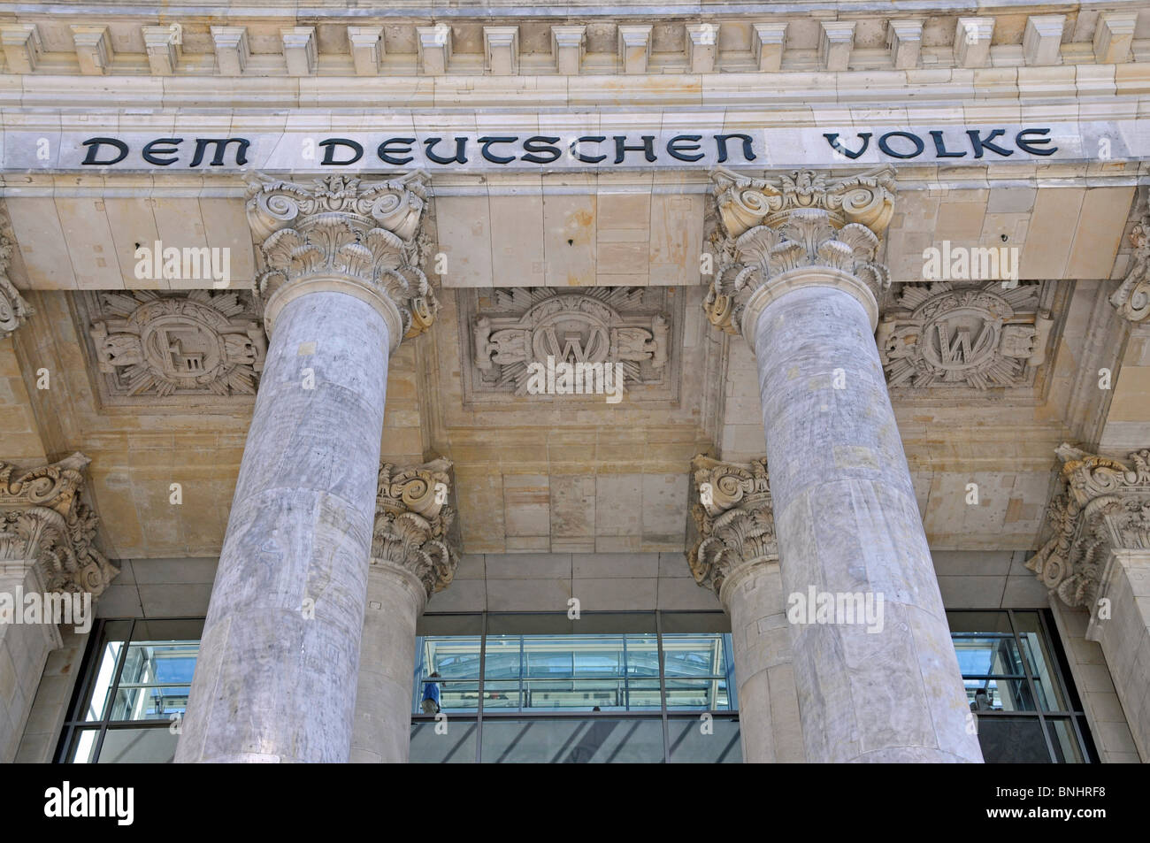 Reichstag building Parliament Berlin city Germany Europe Detail Facade ...