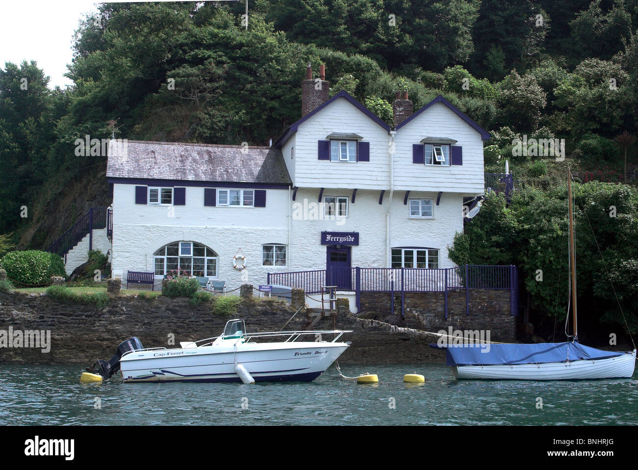 Buildings along Fowey Estuary. Cornwall. UK Stock Photo - Alamy