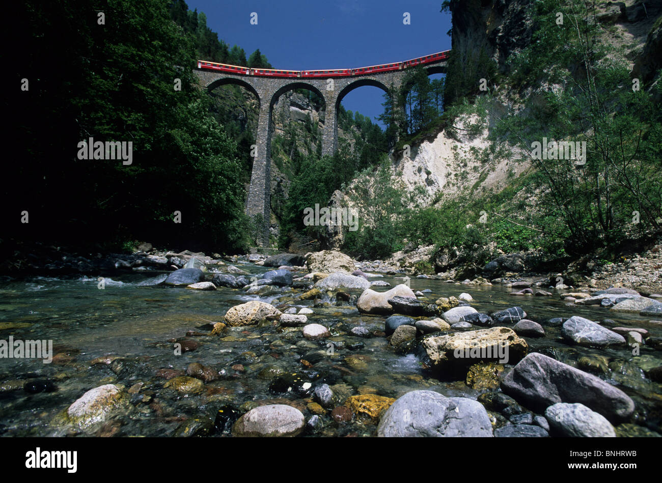 Europe Switzerland Canton of Graubünden Grisons Landwasser viaduct ...
