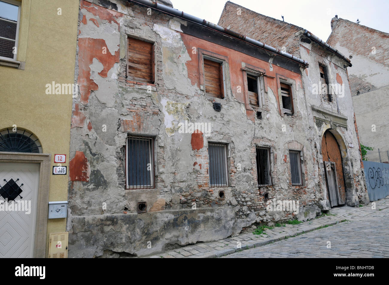 Wall of under reconstruction old building, Bratislava,Slovakia,Europa ...