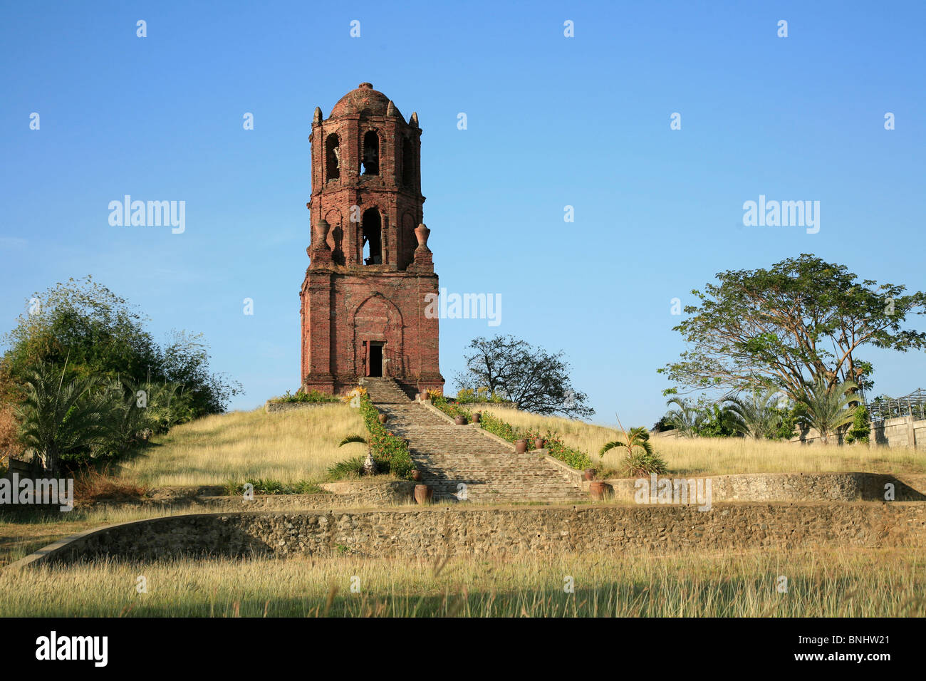 Philippines Asia Luzon island bell tower Bantay Church Vigan Stock ...