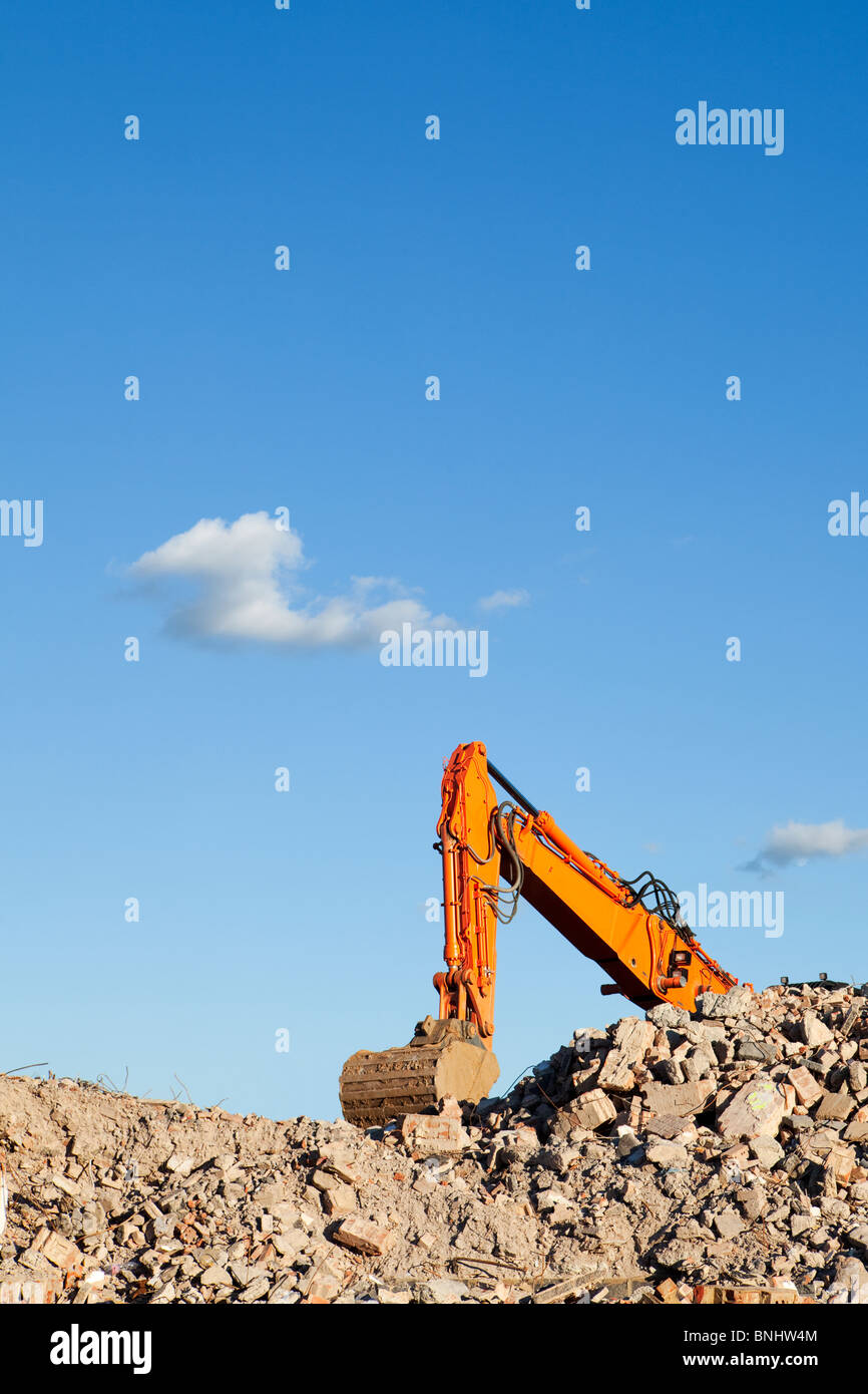 Demolition mechanical shovel excavator dig building hi-res stock ...