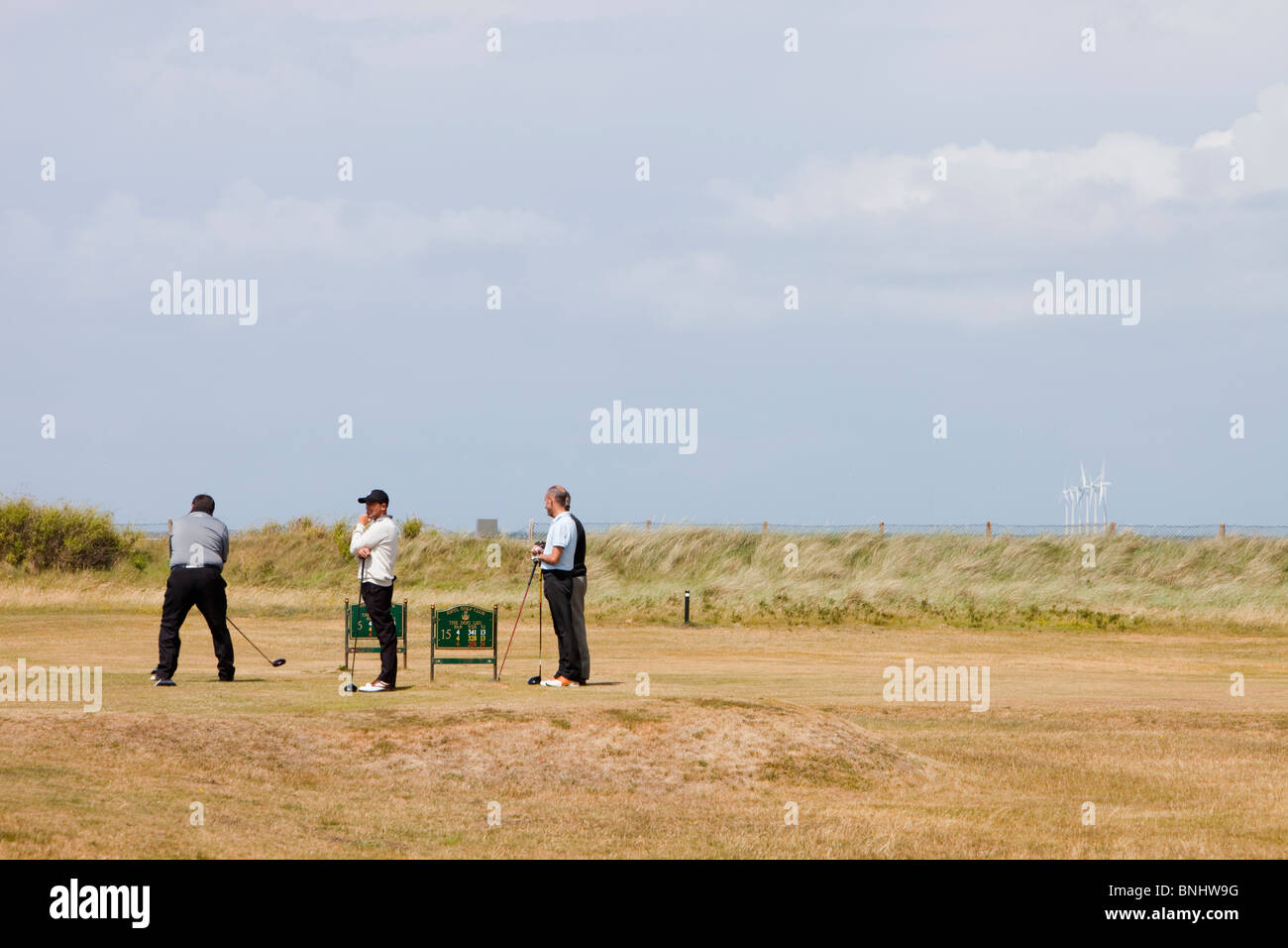 An offshore wind farm seen from Prestatyn golf club, North Wales Stock ...