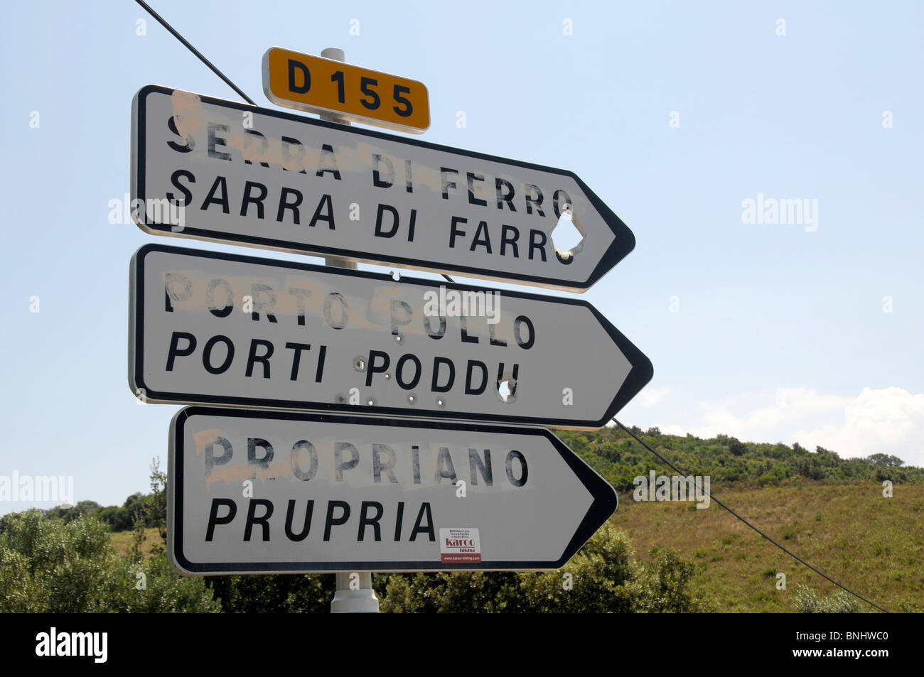 CORSICA BILINGUAL SIGNS DEFACED BY FLNC (FRONT LIBERATION NATIONAL ...