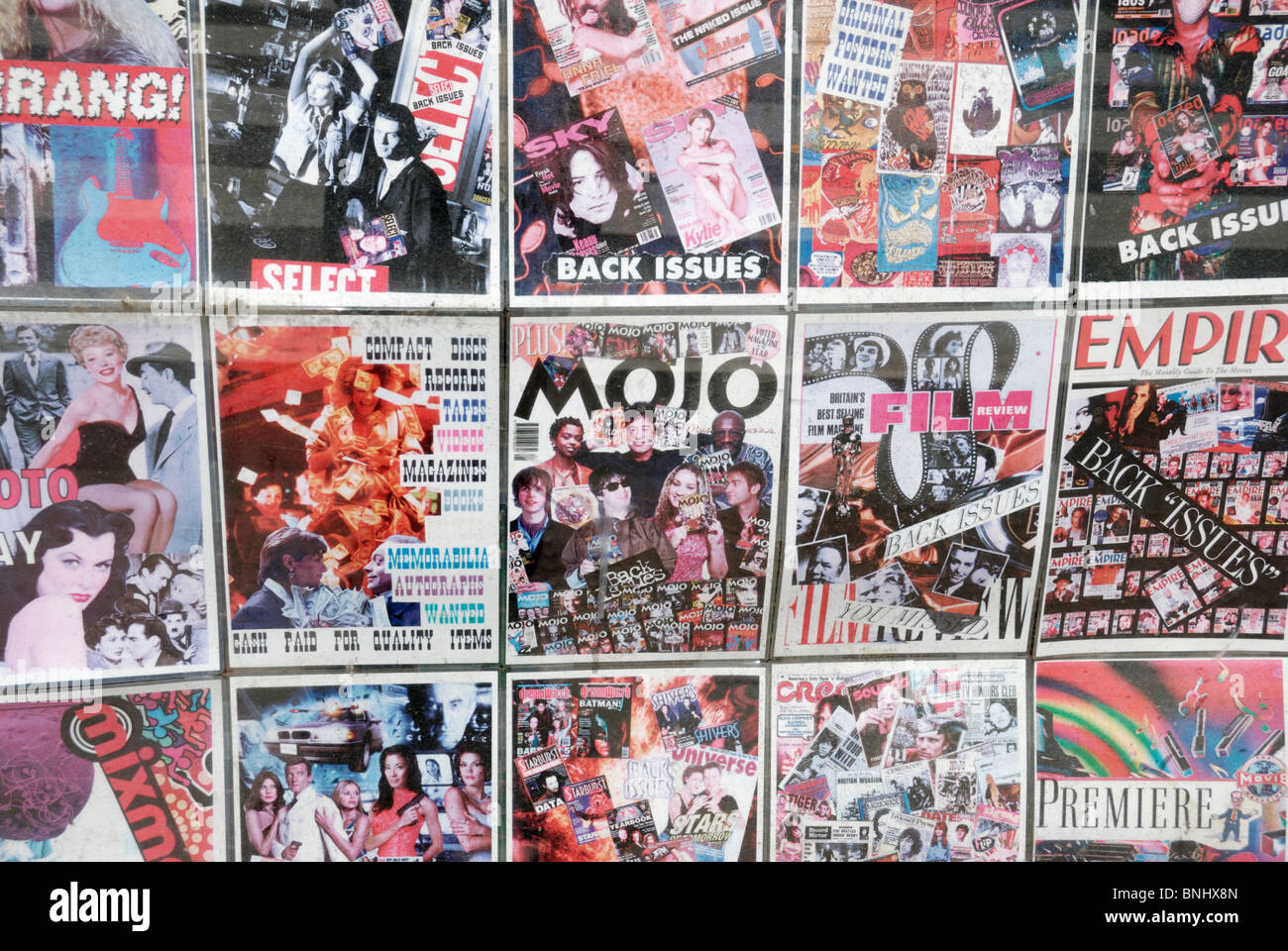 Music and film magazines in a shop window Stock Photo - Alamy