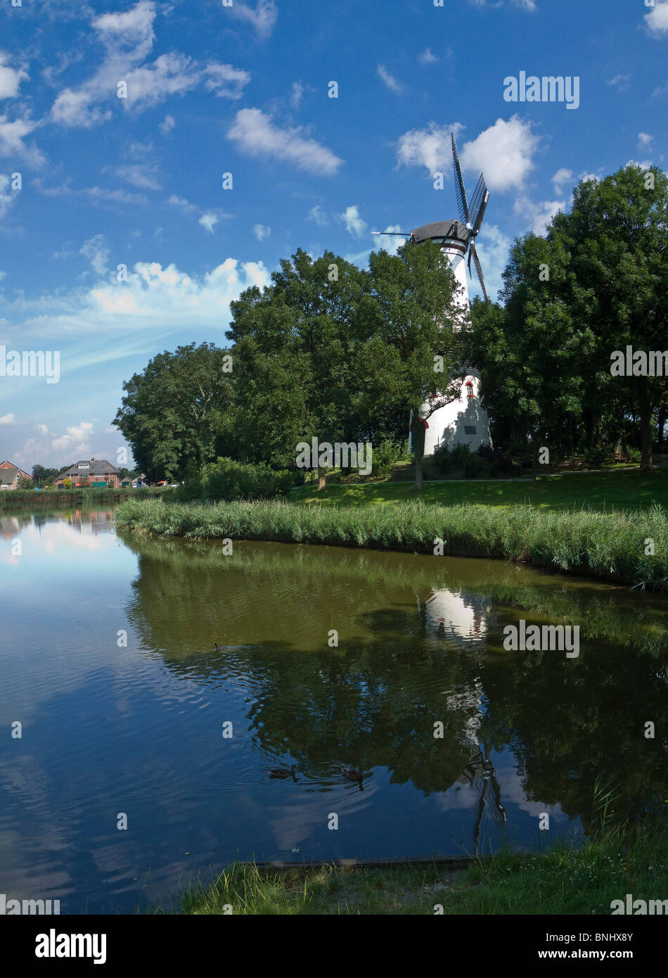 The Netherlands Holland Seeland summer Tholen windmill canal channel ...