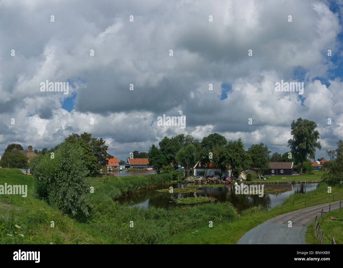 The Netherlands Holland Nauerna canal channel fields houses homes ...