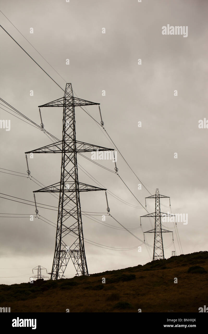 Pylons in Snowdonia,North Wales Stock Photo - Alamy