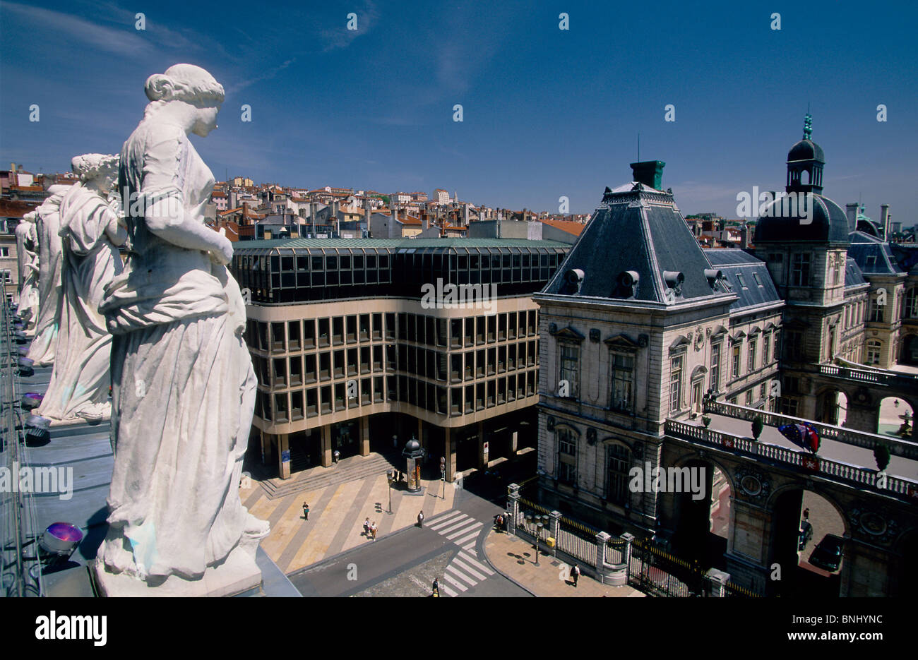 Lyon city France City Centre Square Statue Rooftop Tourism Travel ...