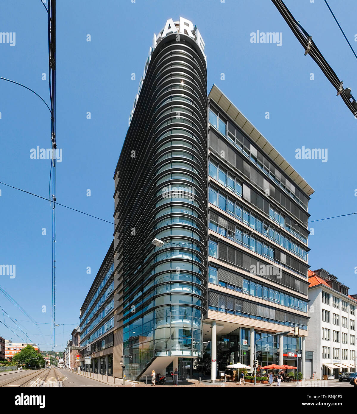 Stuttgart city Germany Baden-Wurttemberg Bosch street people facade ...