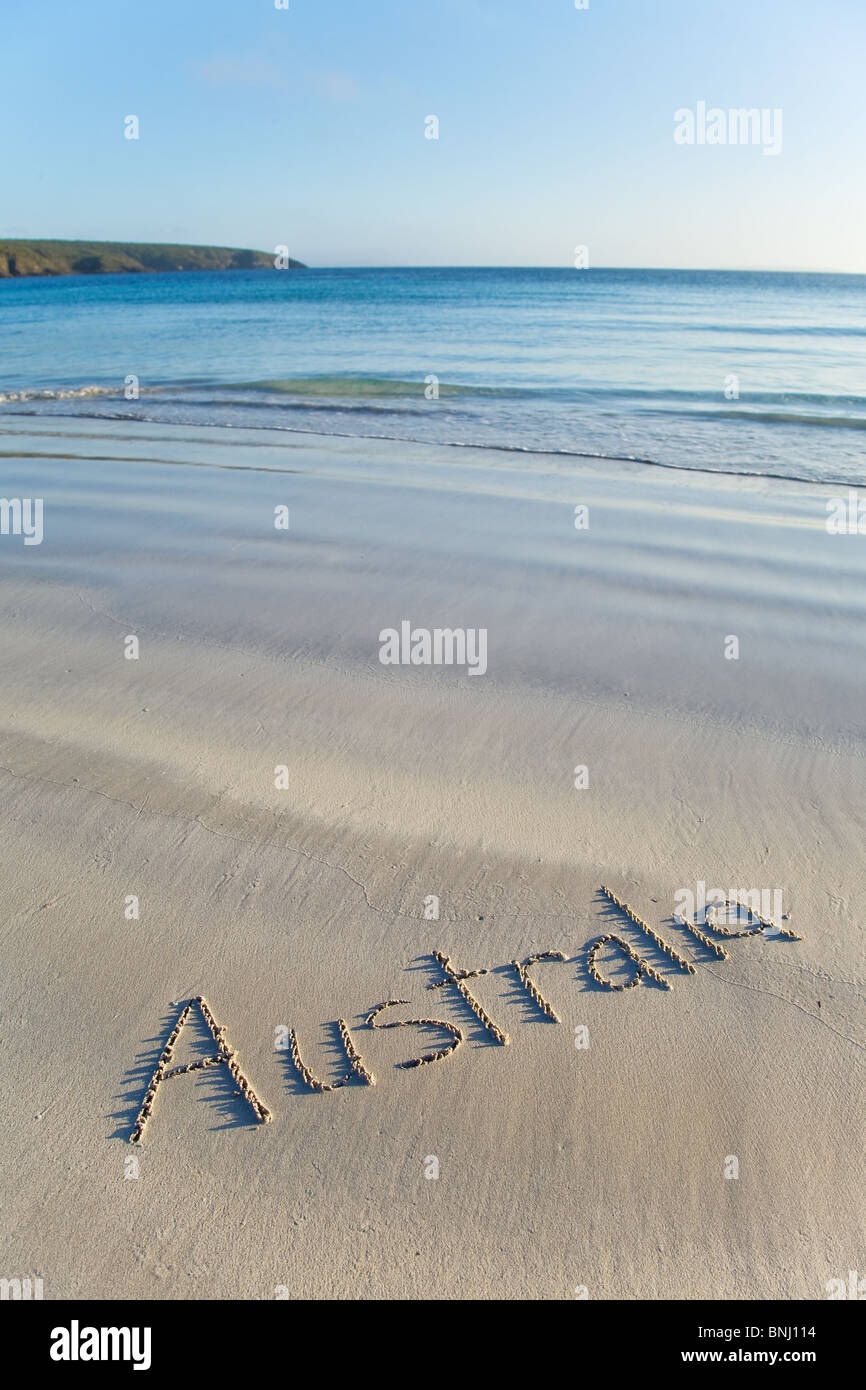 Australia written on remote beach Stock Photo - Alamy