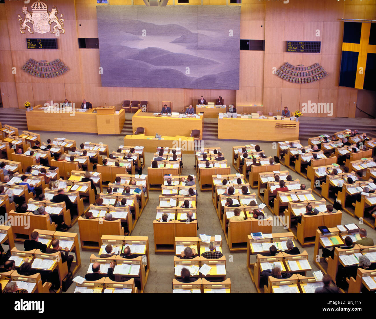 Sweden Scandinavia Stockholm parliament inside meeting session voting ...