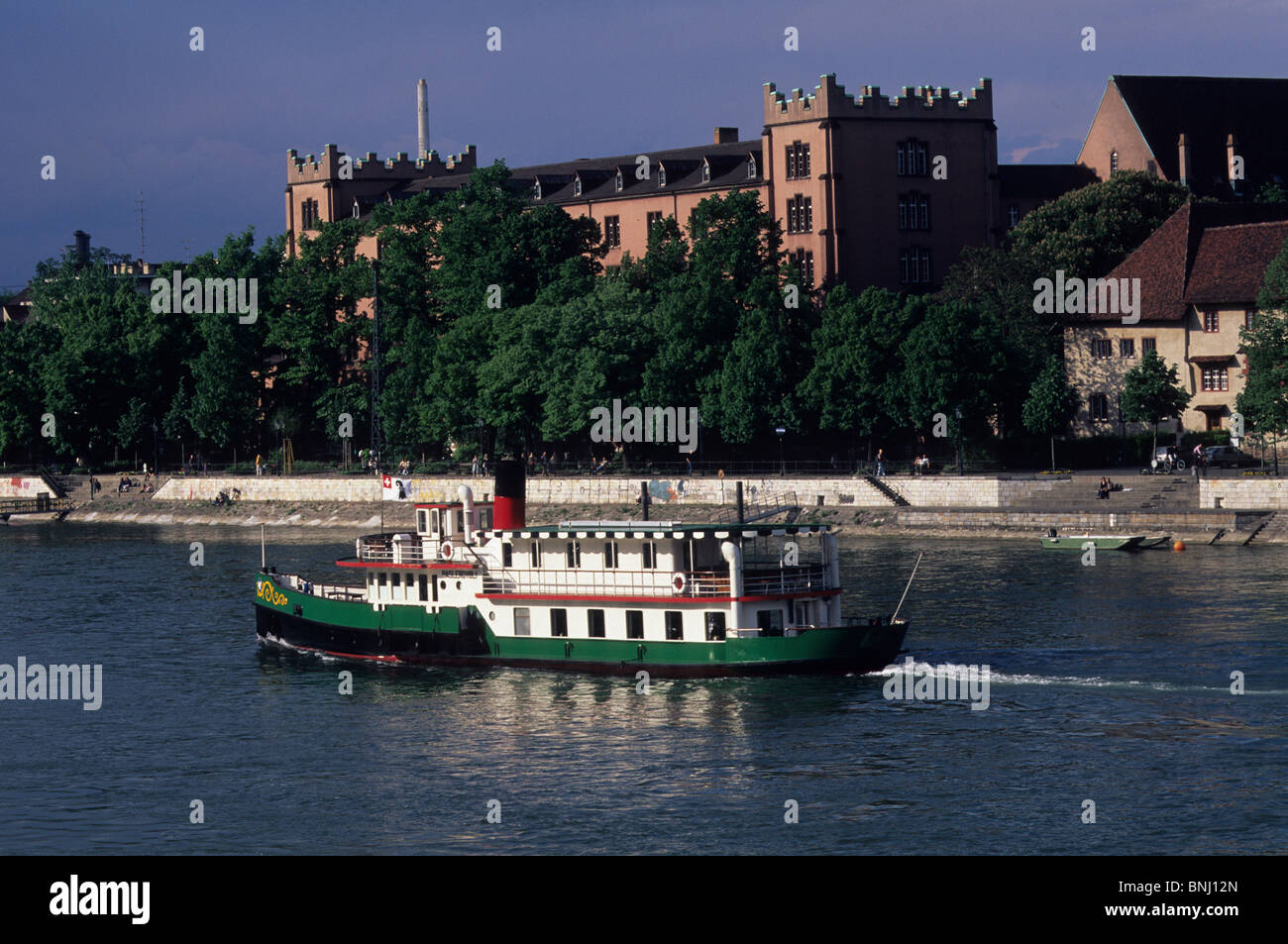 Europe Switzerland Canton of Basel city Basel city Basel Rhine ship ...