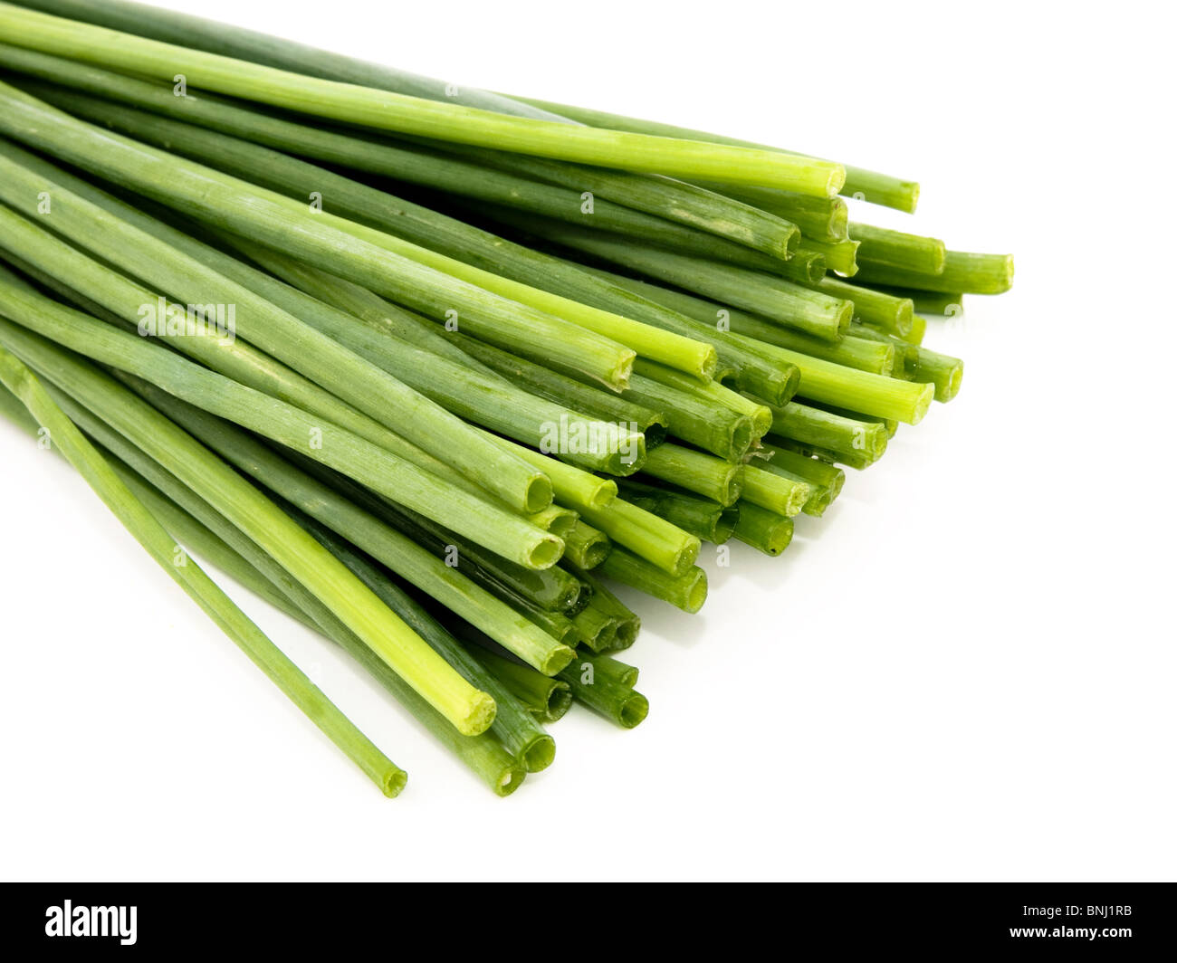 Closeup picture of fresh chives on white background Stock Photo - Alamy