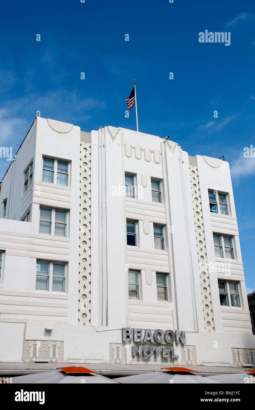 Beacon Hotel on Ocean Drive in South Beach, Miami, Florida USA, one of ...