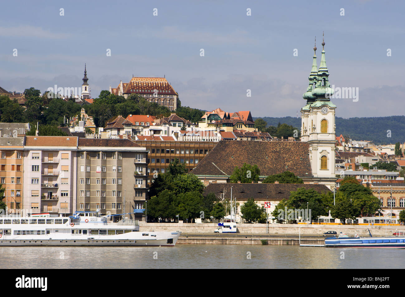 Budapest - waterfront and church Stock Photo - Alamy