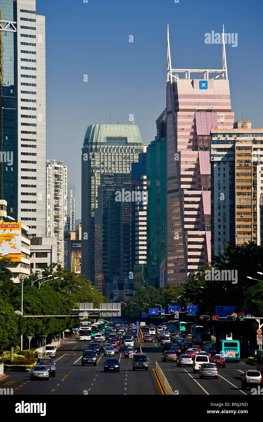 China Guandong Shenzhen city town city Shennan Lu Avenue street Stock ...