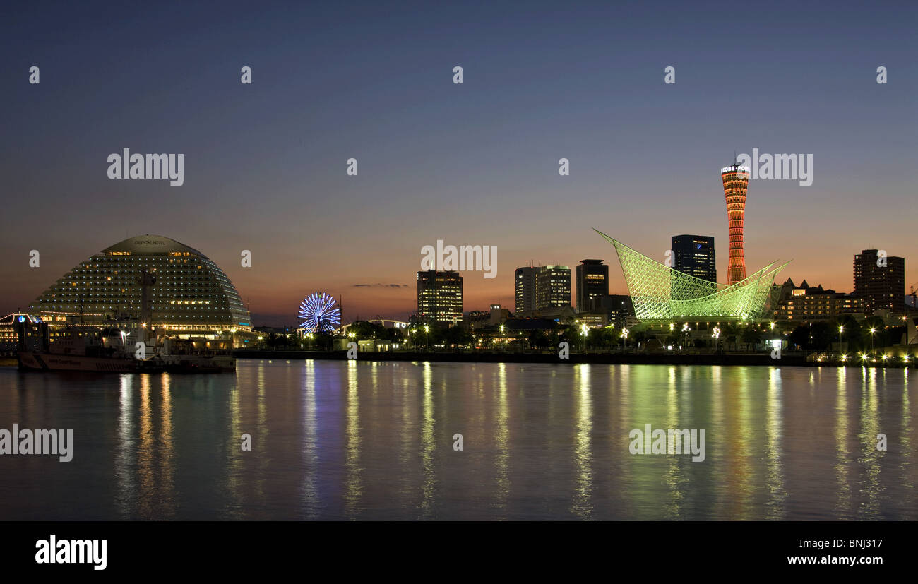 Japan Asia Kobe city Kobe port harbour port water skyline finance ...