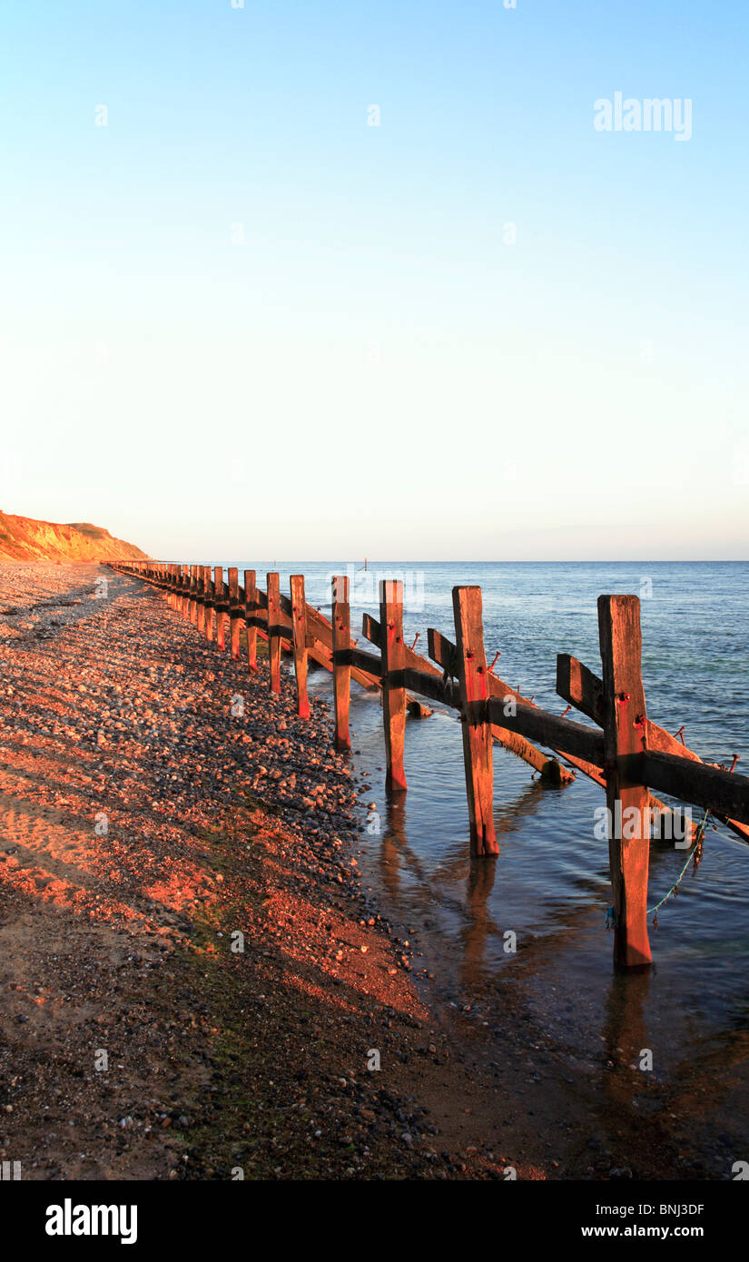 Old wooden sea defences at West Runton, Norfolk, England, United ...