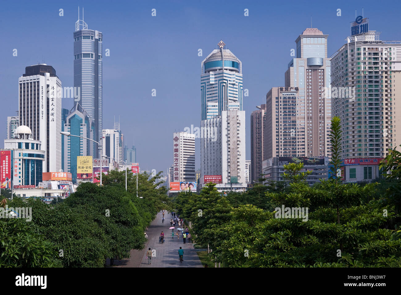 China Guandong Shenzhen city town city Shennan Lu Avenue skyscraper ...